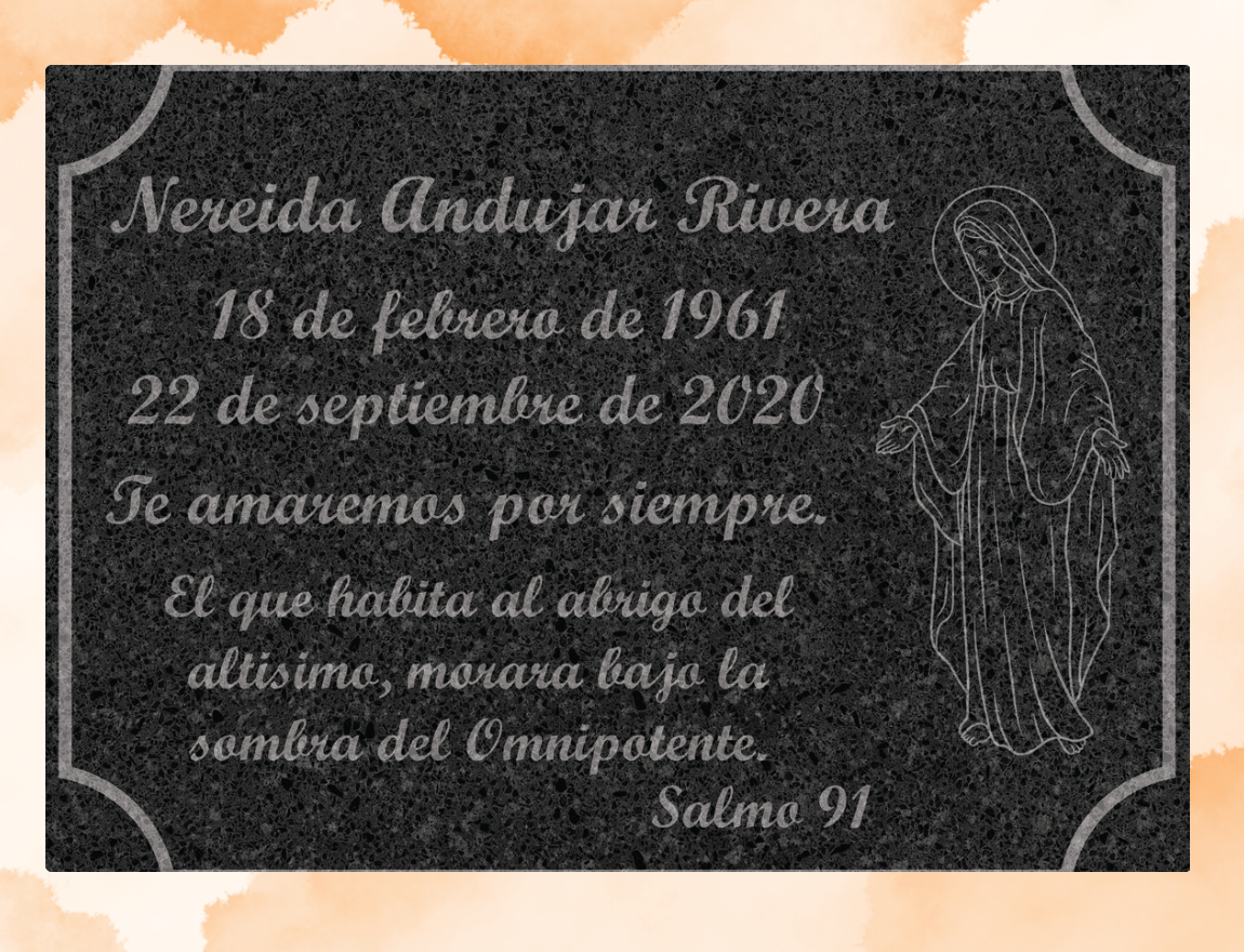 Lápida Grabada en Granito 12”x16” 🌹 – Lapidas de Puerto Rico Grabados Laser